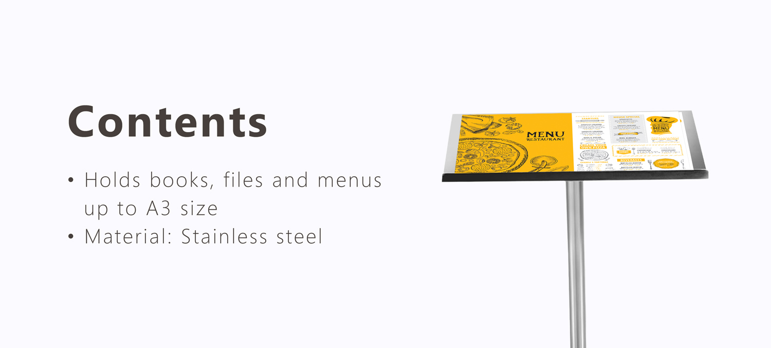 Menu Stand (Stainless Steel) | Botak Sign Pte Ltd